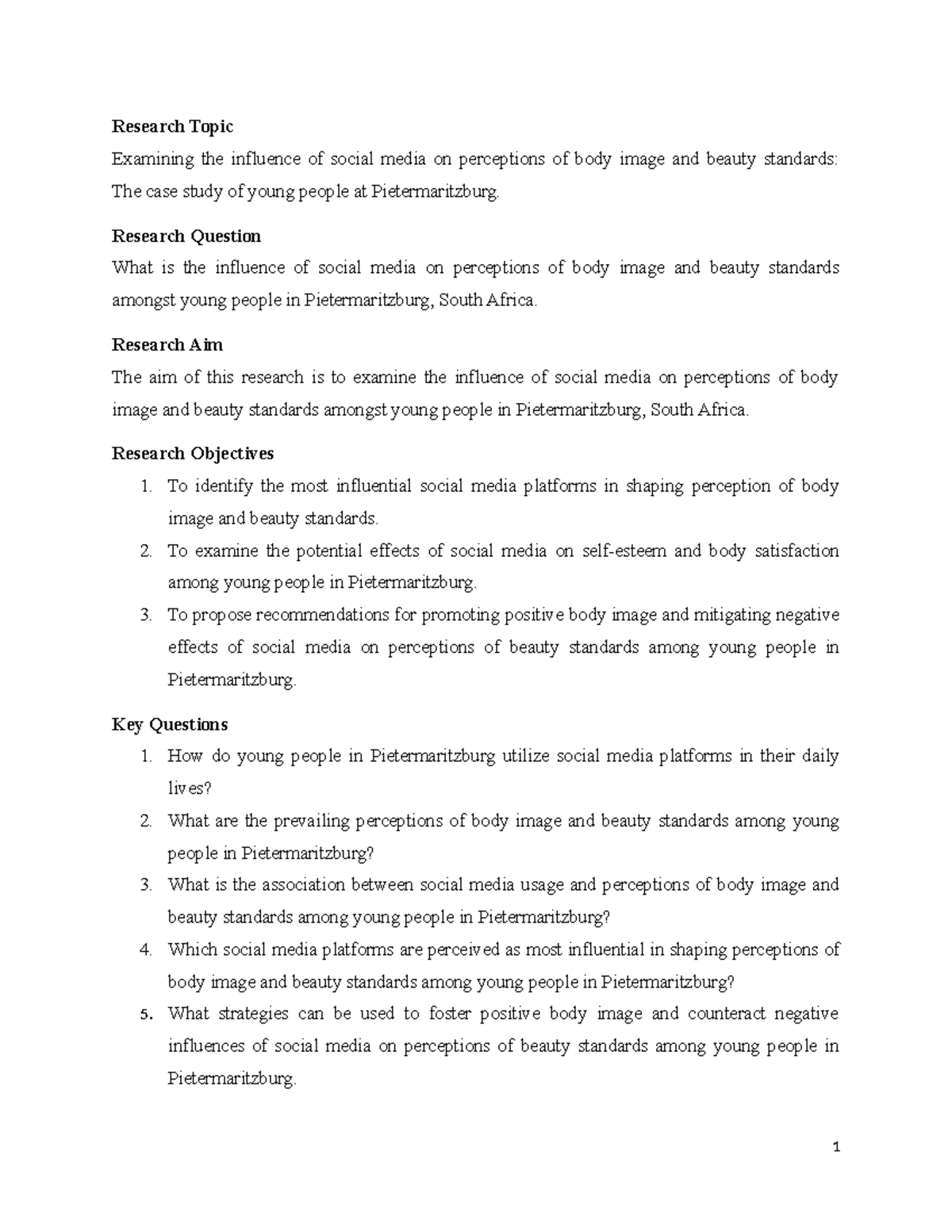 SOCY305 - This is an example of a research proposal - Research Topic ...