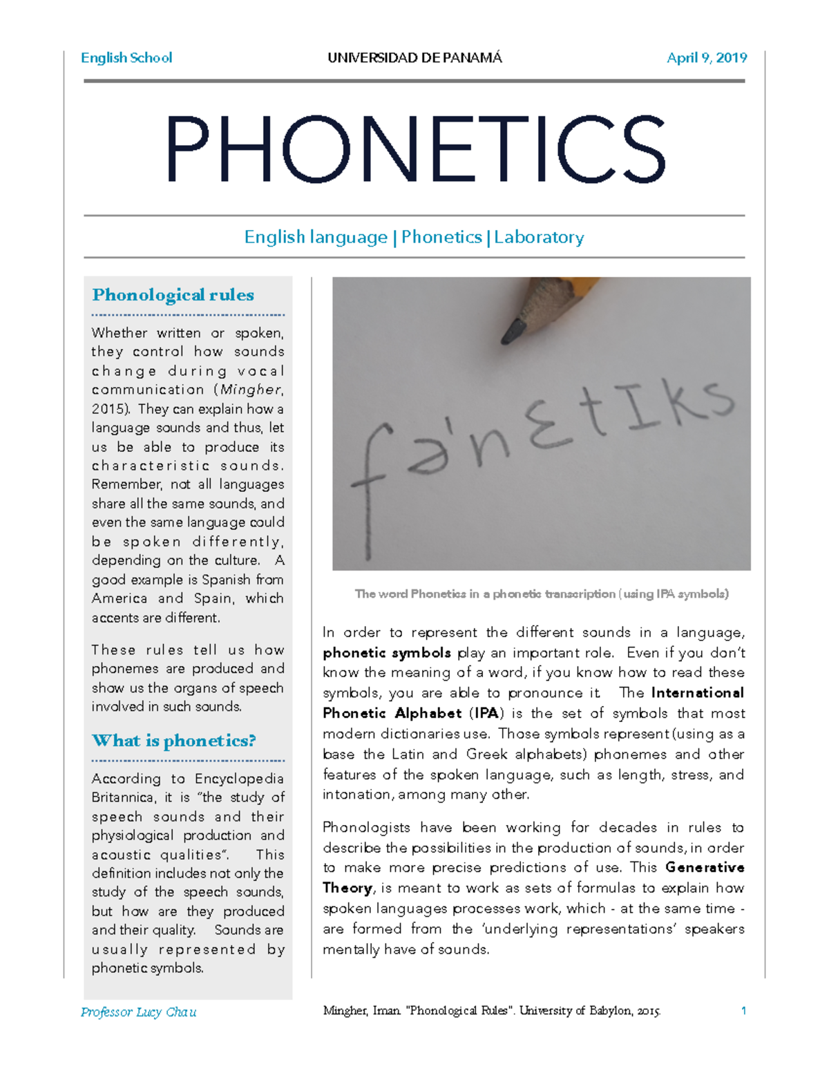 Phonetics Notes - Conceptos básicos de fonética y fonología. - English ...
