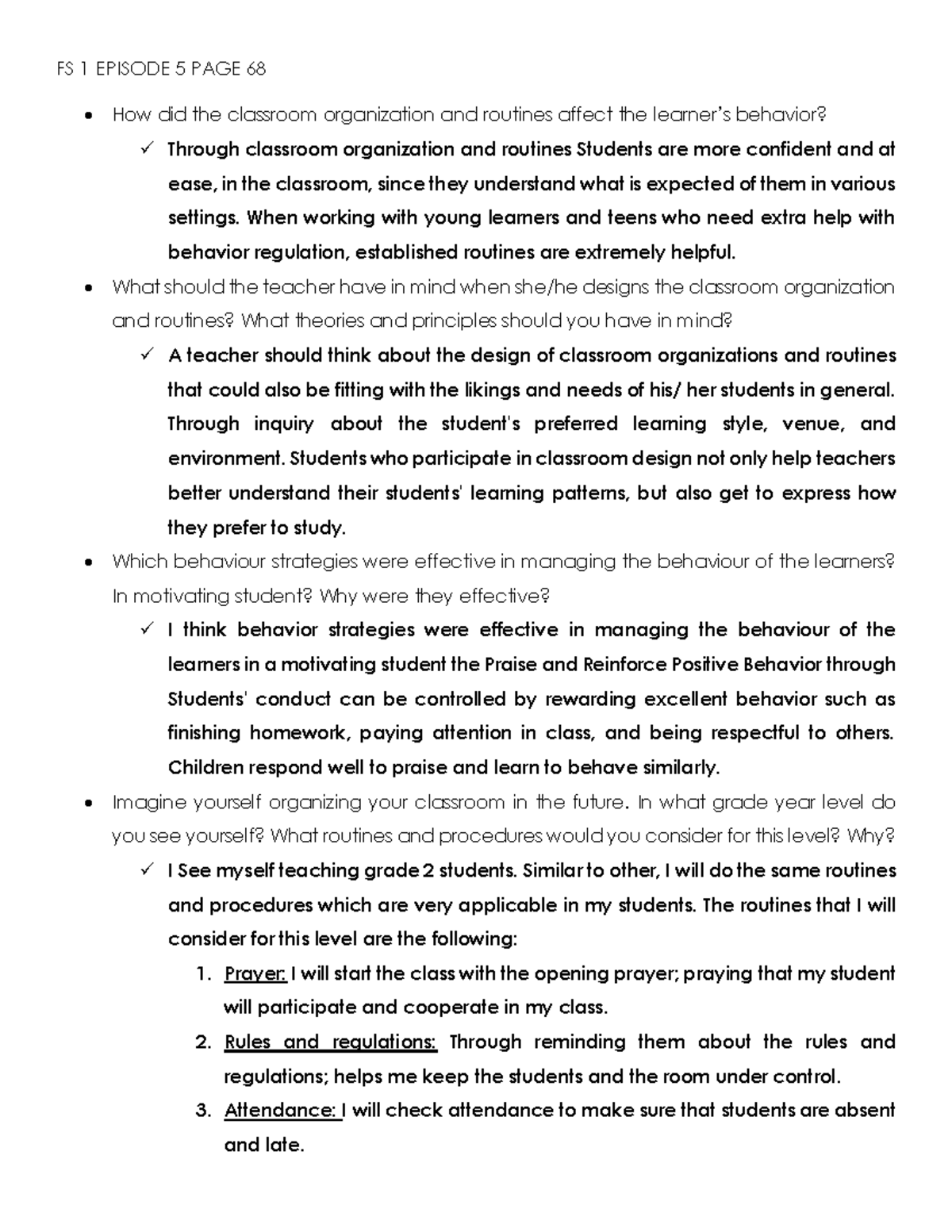 FS 1 Episode 5 PAGE 68 - FS 1 EPISODE 5 PAGE 68 How did the classroom ...