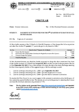 325-29-08-2023-Circular for Payment of 3rd Quarter Fee of 19 to 21 ...