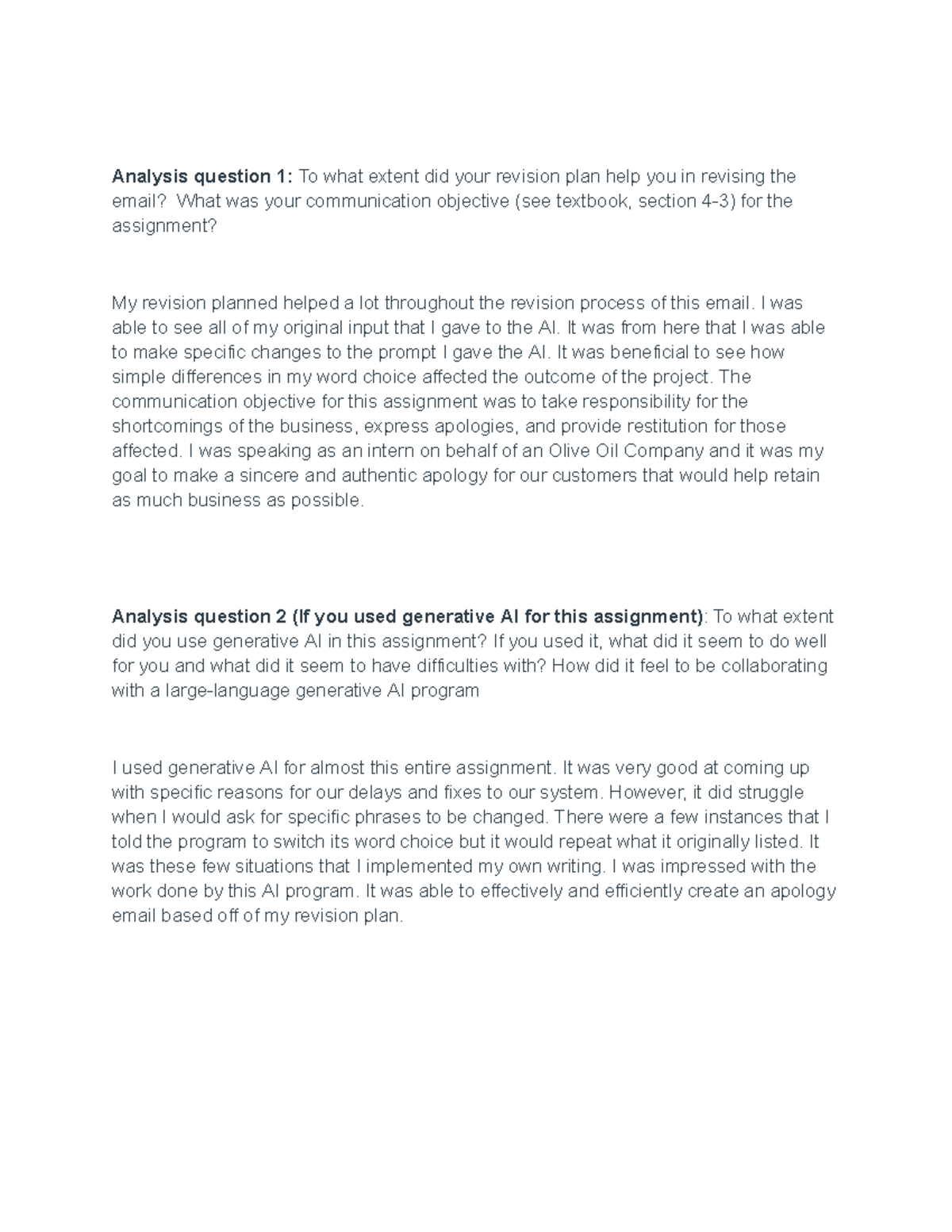 Analysis questions - Google Docs - Analysis question 1: To what extent ...