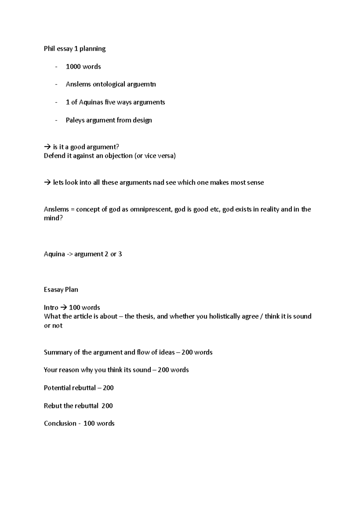 Planningphiles - Phil planning ideas for essay - Phil essay 1 planning ...