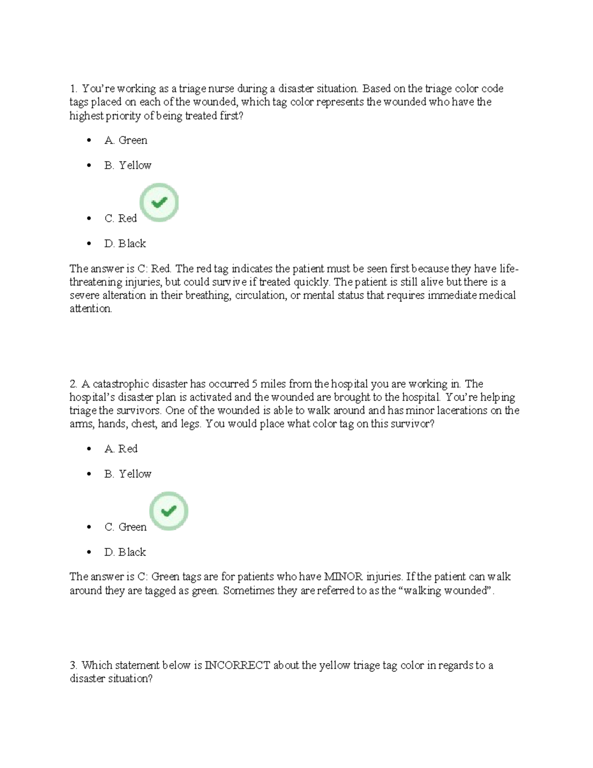 Emergency Preparedness QUIZ - 1. You’re working as a triage nurse ...