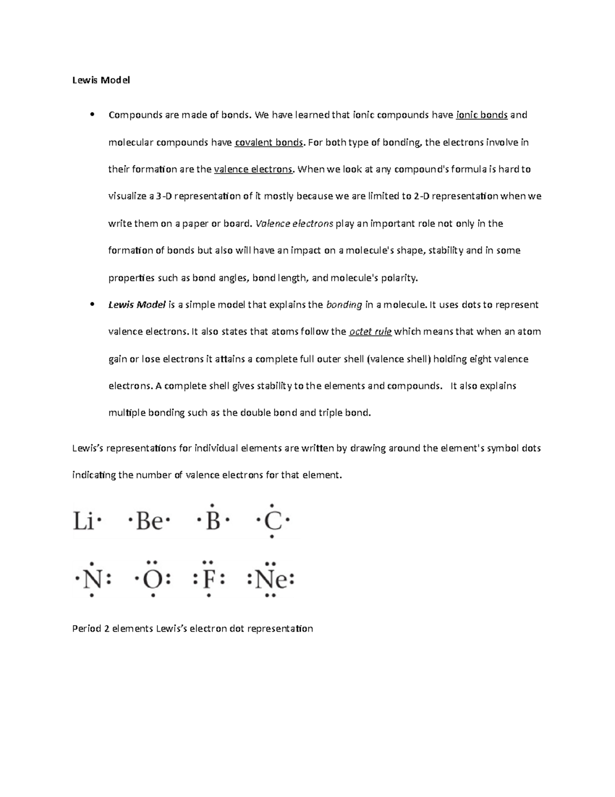 Lewis Mode1 - Lecture notes Chapter 4 - Lewis Model Compounds are made ...