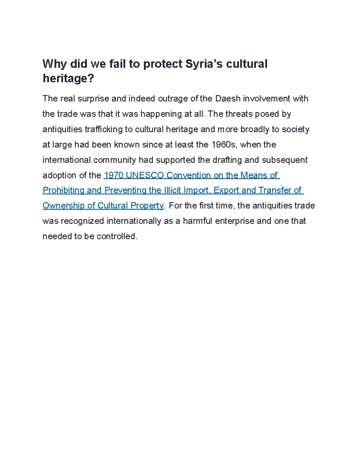 Why did we fail to protect Syria’s cultural heritage - Why did we fail ...
