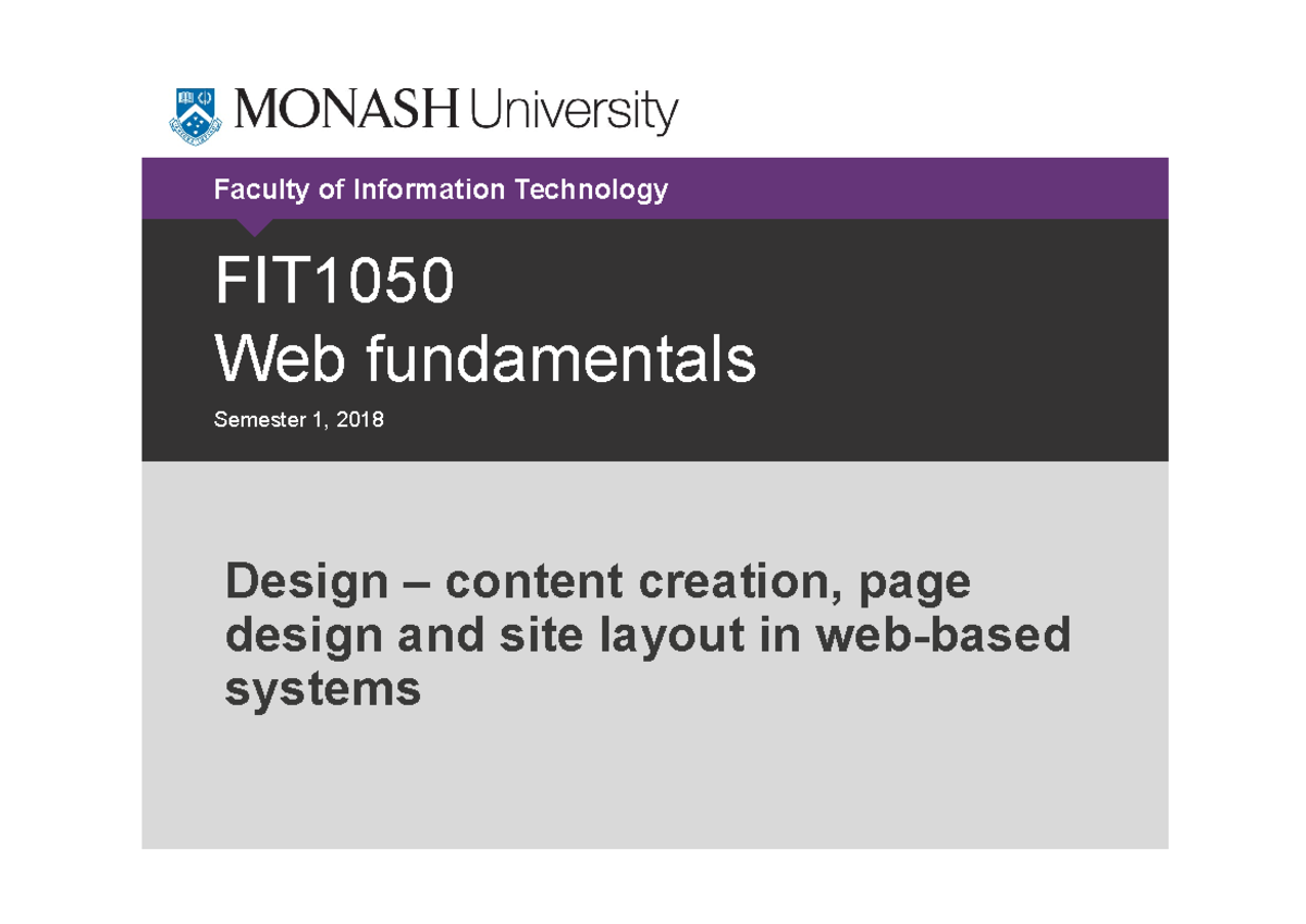 Lecture 4 - Faculty of Information Technology FIT Web fundamentals ...