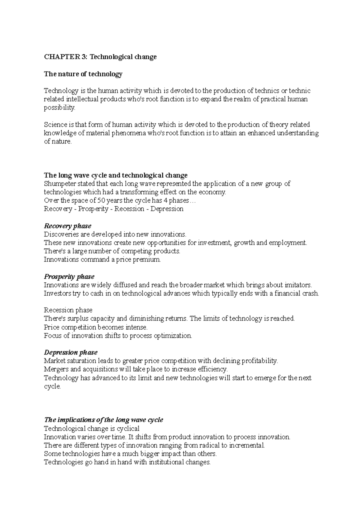 Chapter 3 Technological change - CHAPTER 3: Technological change The ...