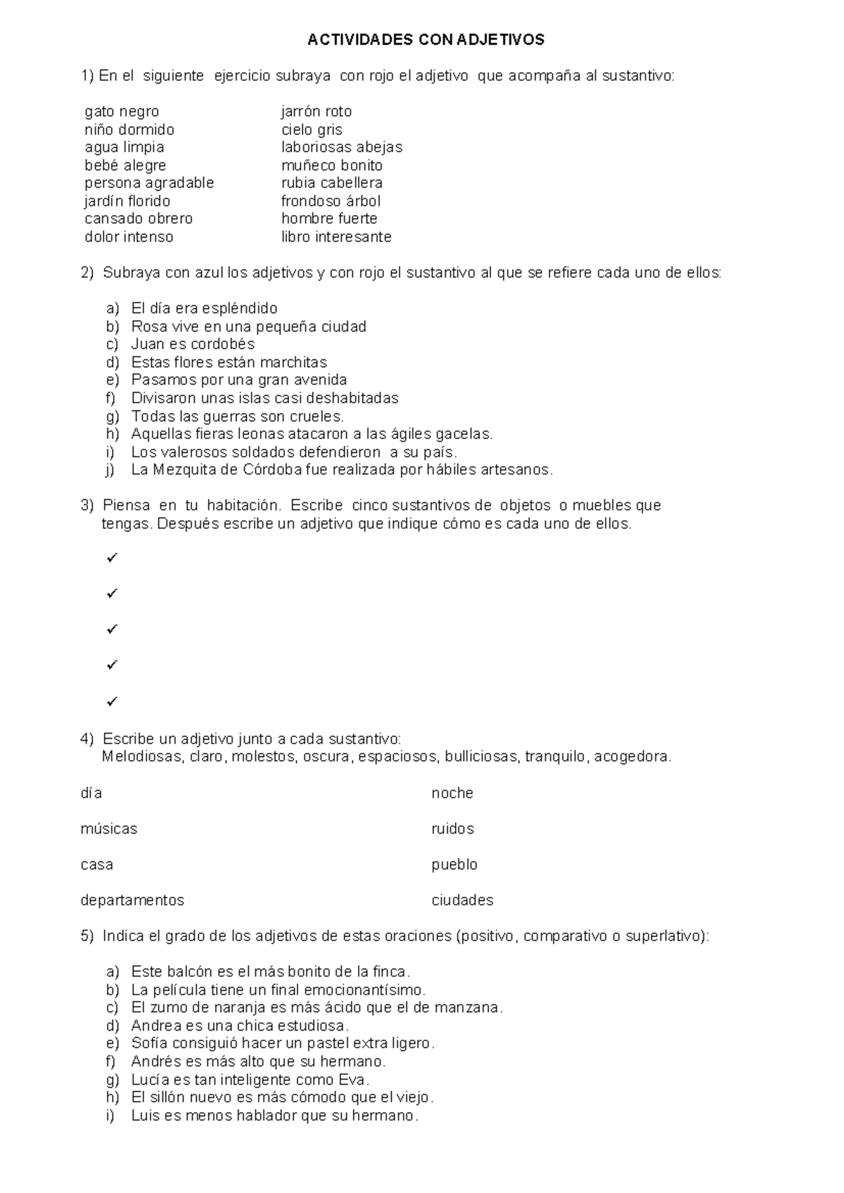 Modulo de ejercicios de adjetivos - ACTIVIDADES CON ADJETIVOS En el ...
