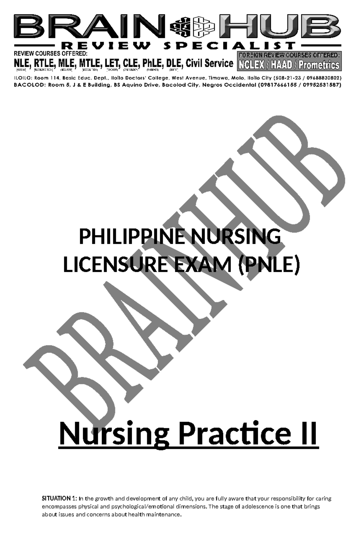 NP 2 Answer Key - PHILIPPINE NURSING LICENSURE EXAM (PNLE) Nursing ...