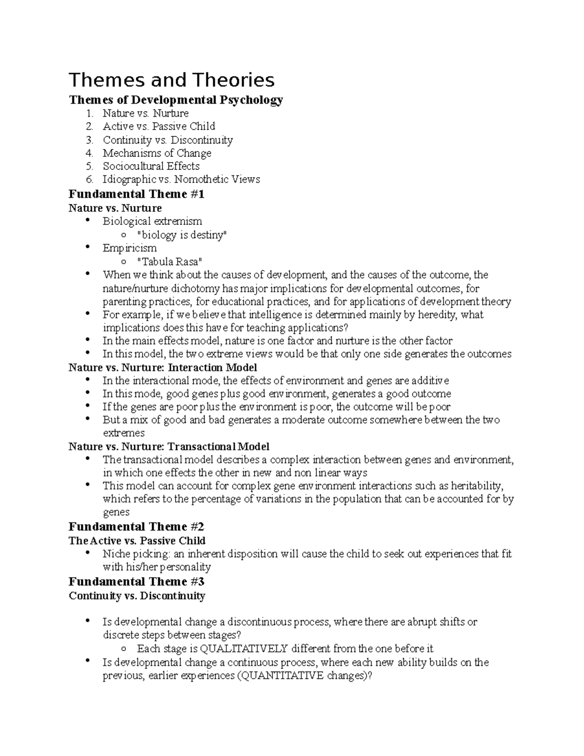 2480 Themes and Theories - Themes and Theories Themes of Developmental ...