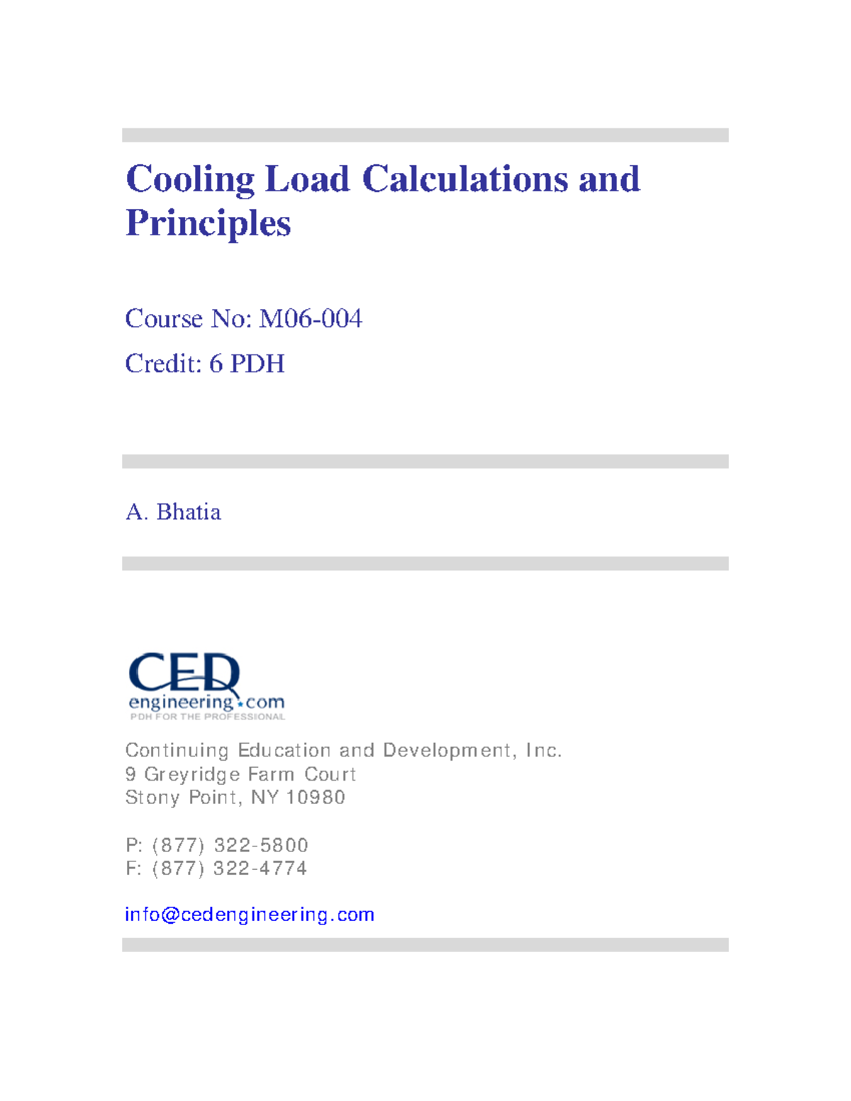 Cooling Load Calculations and Principles - Cooling Load Calculations and Principles Course No ...
