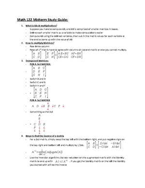 MATH 122 notes-2 - Notes on Linear Algebra - MATH 122 - Studocu