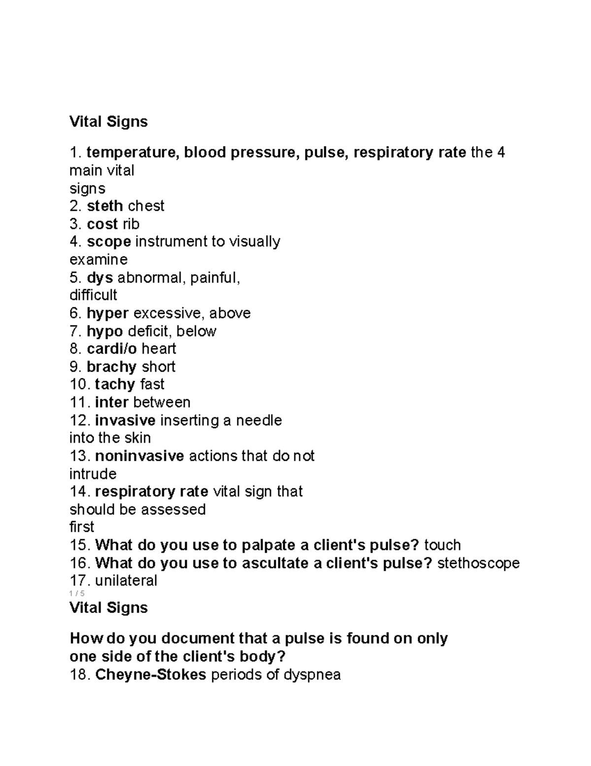 Nursing Theory NSG Vital Signs - Vital Signs 1. temperature, blood ...