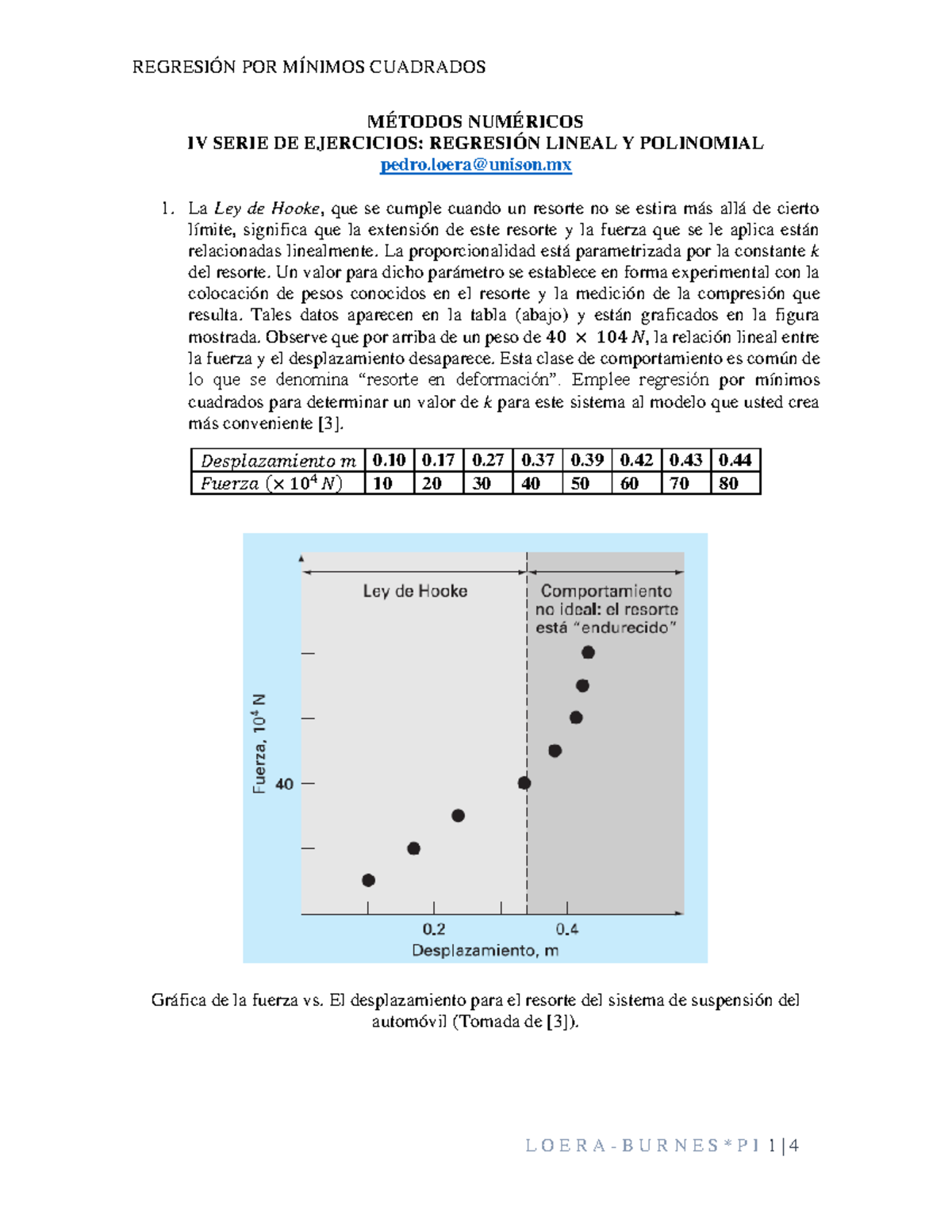 IV Serie Ajuste Lineal Y Polinomial - MÉTODOS NUMÉRICOS IV SERIE DE EJERCICIOS: REGRESIÓN LINEAL ...