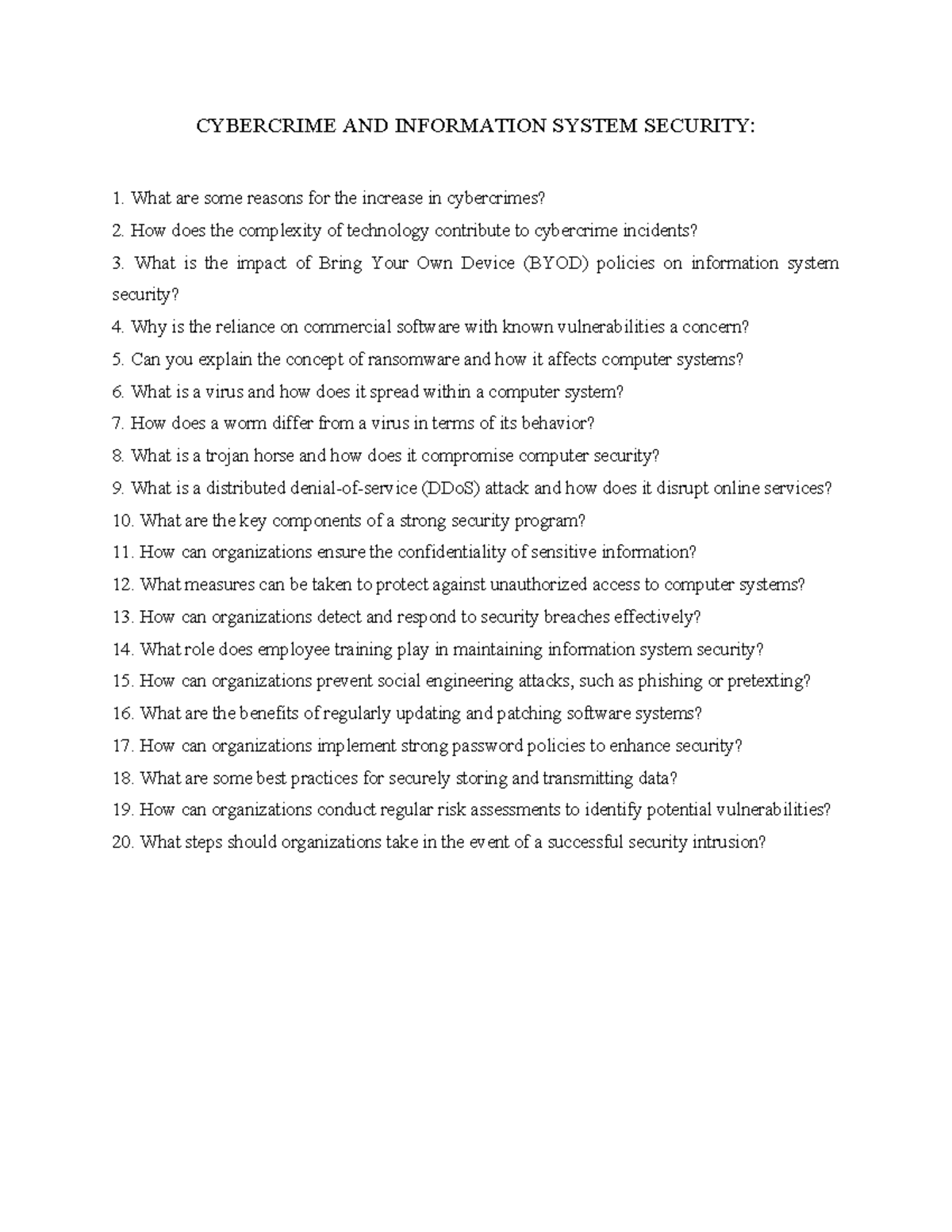 Cybercrime and information system security Q&A - CYBERCRIME AND ...