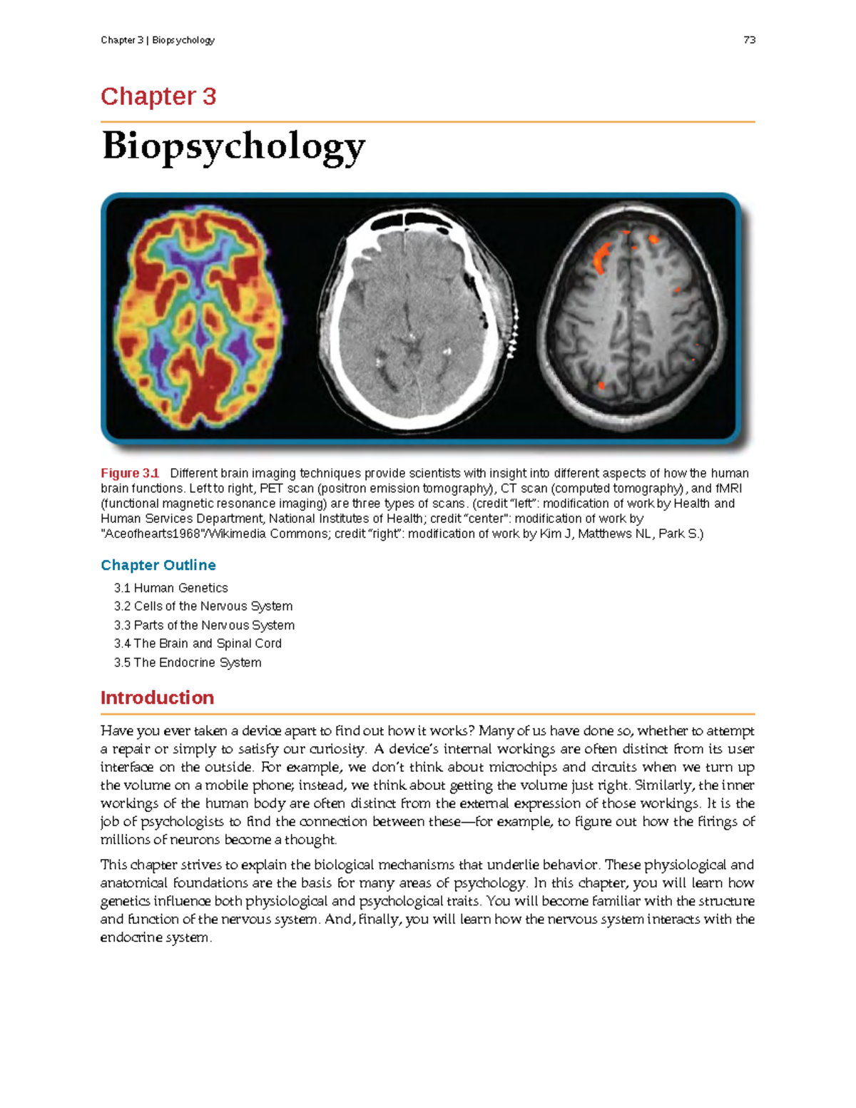 Reading 2 - Chapter 3 Biopsychology Figure 3 Different brain imaging ...