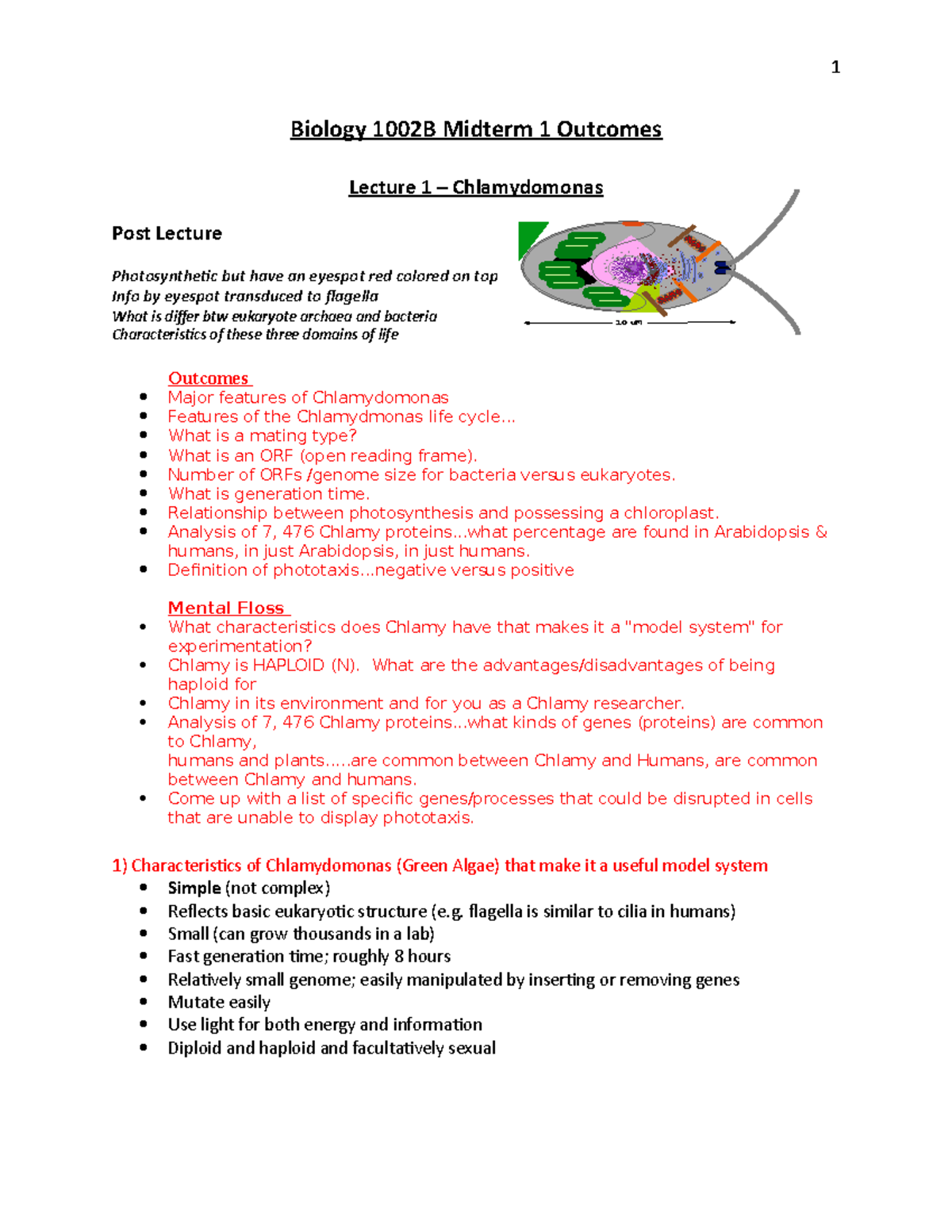 Biology 1002B Midterm 1 Outcomes 1 - 10 uM Biology 1002B Midterm 1 ...