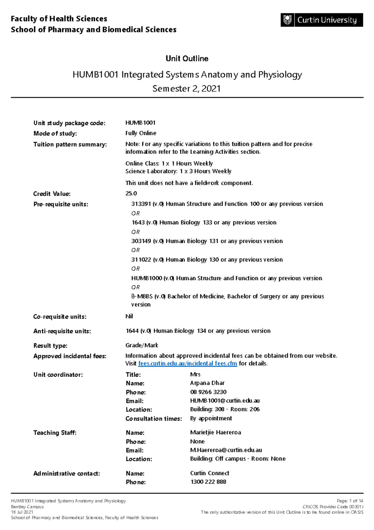 Integrated Systems Anatomy and Physiology Unit Outline - Unit study ...