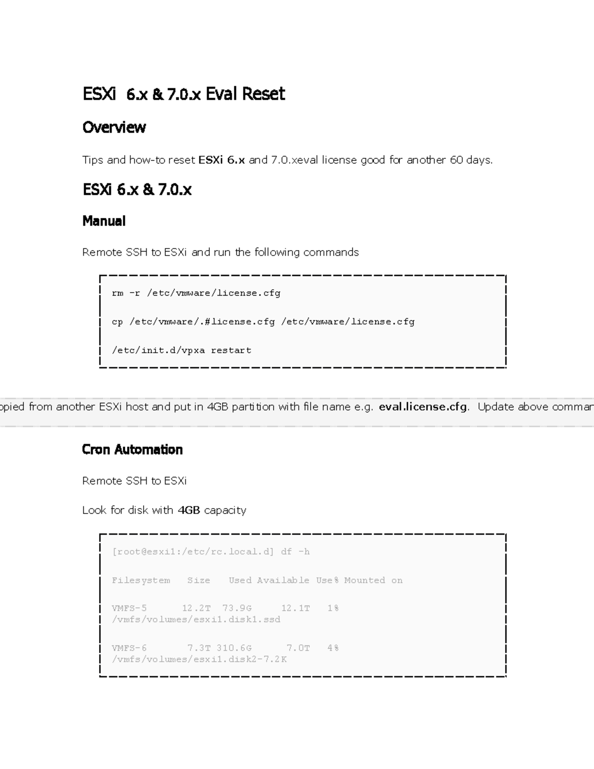 ESXi 6x 70x Eval Reset - esxi 6x - ESXi 6 .x & 7. 0 .x Eval Reset Overview Tips and how-to reset ...