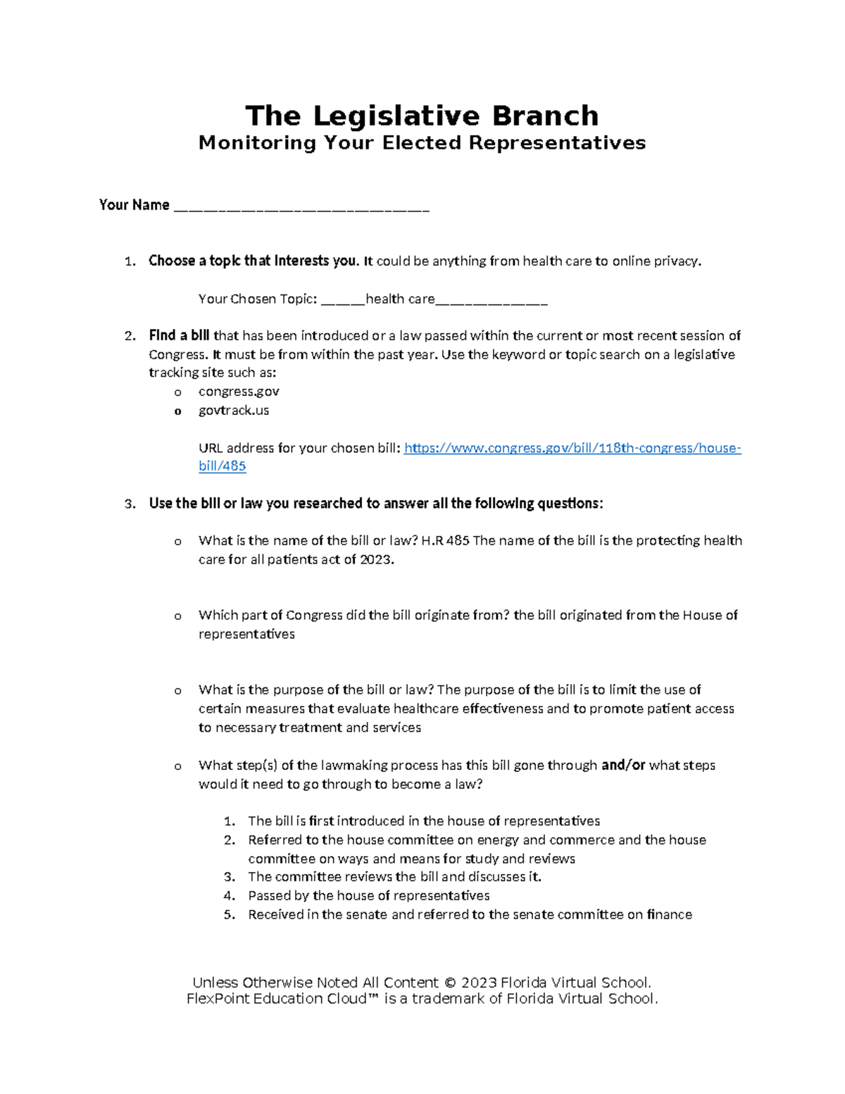 The legislative branch assignment - The Legislative Branch Monitoring ...