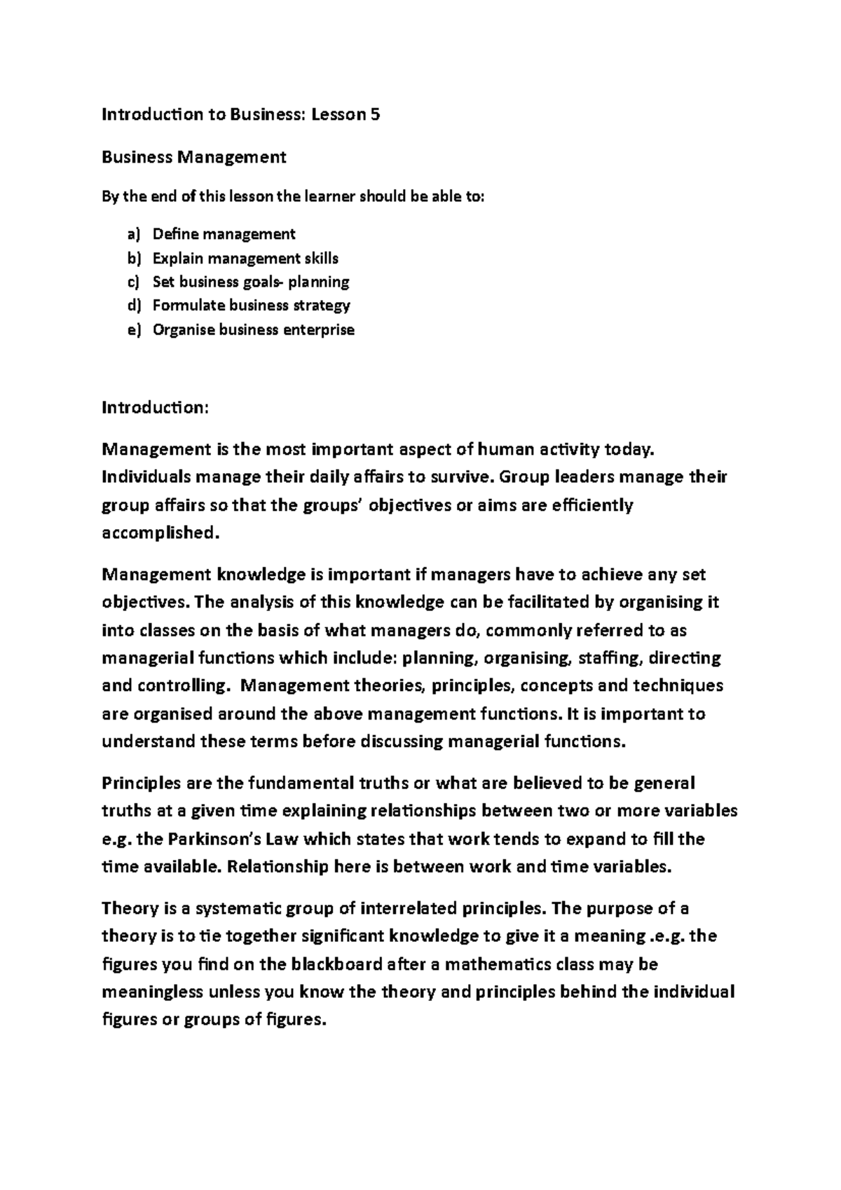 Introduction to Business lesson 5 - Individuals manage their daily ...