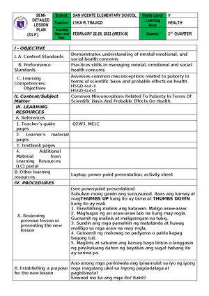 LP Observation English-MELC - LESSON PLAN School: SAN VICENTE ...