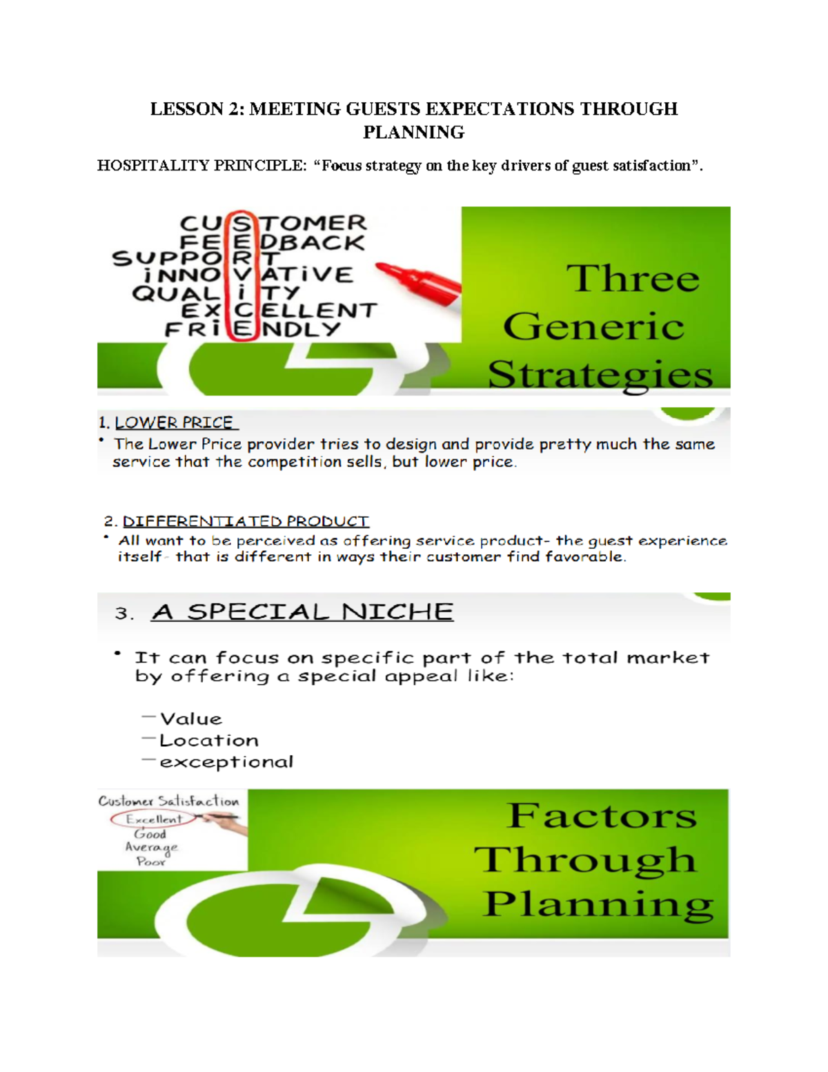 Lesson 2 Meeting Guest Expectation Through Planning - BS in Hospitality ...