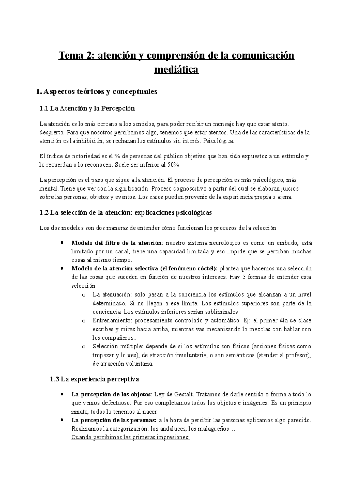 Apuntes psicología Periodismo - Tema 2: atención y comprensión de la ...