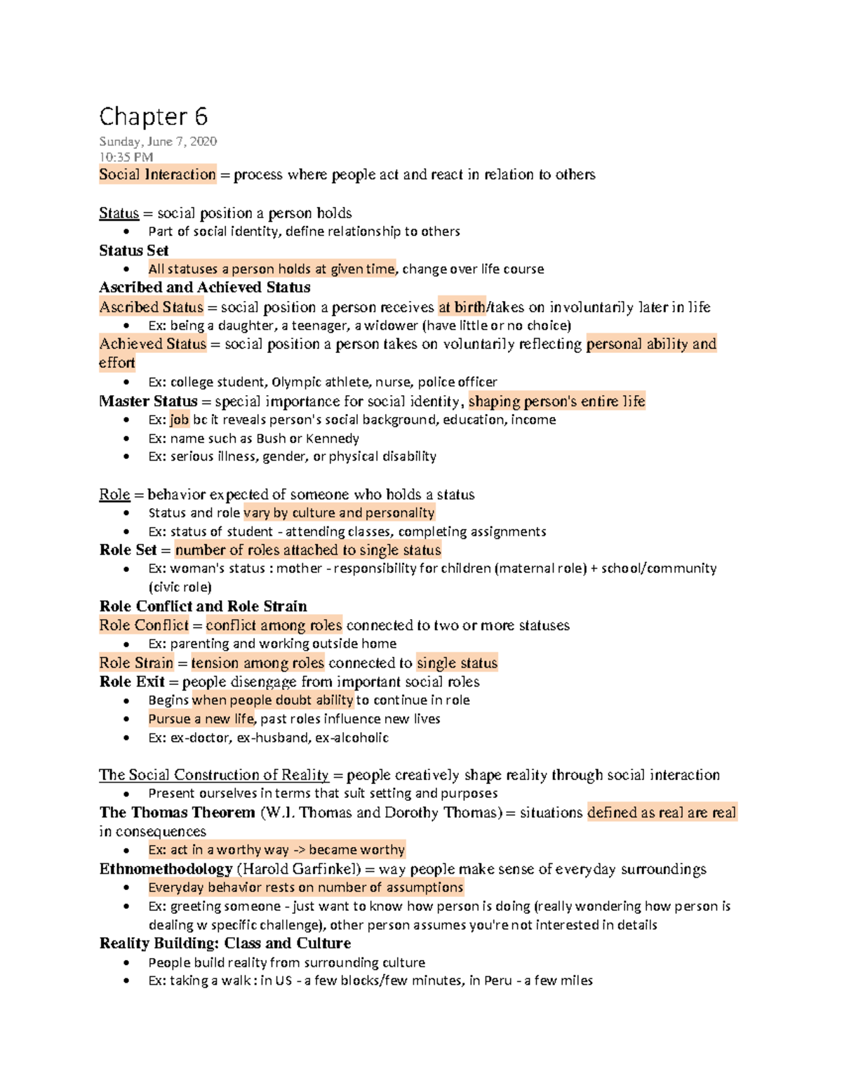 Sociology - Chapter 6 - Taught by Professor Bill Kilgore - Chapter 6 ...