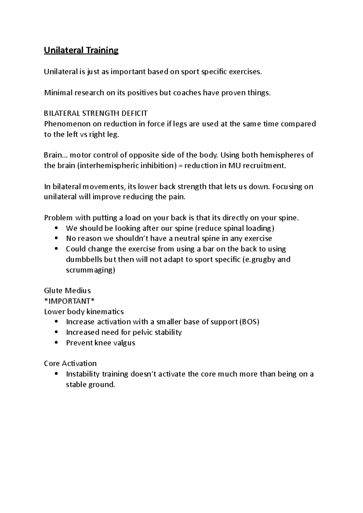 Unilateral Training - Unilateral Training Unilateral is just as ...