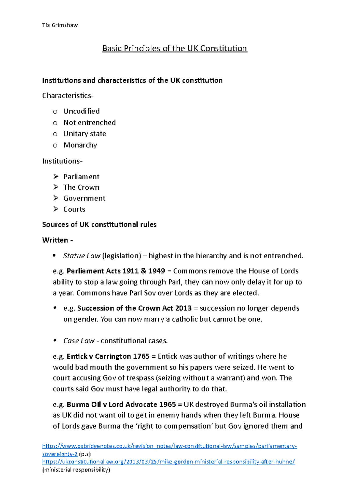 Public law 1 revision - Tia Grimshaw Basic Principles of the UK ...