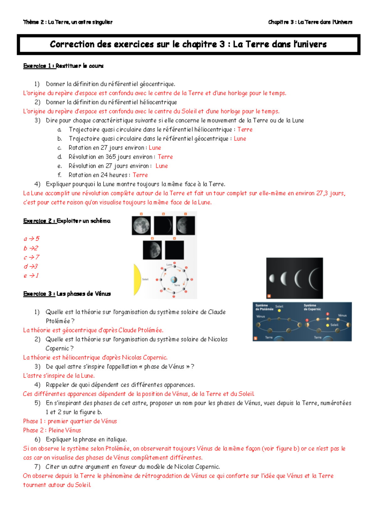 Correction des exercices sur le chapitre 3 La Terre dans l Univers ...