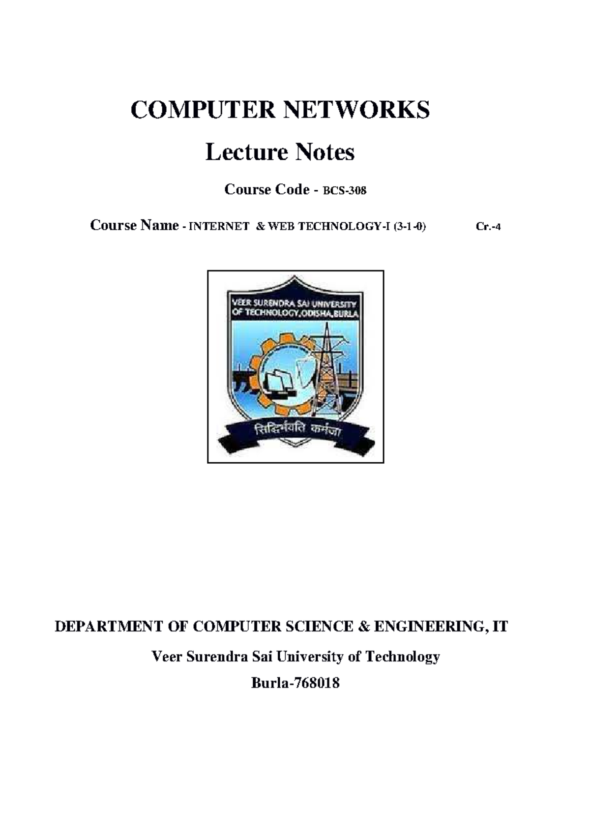 computer networking - COMPUTER NETWORKS Lecture Notes Course Code - BCS ...