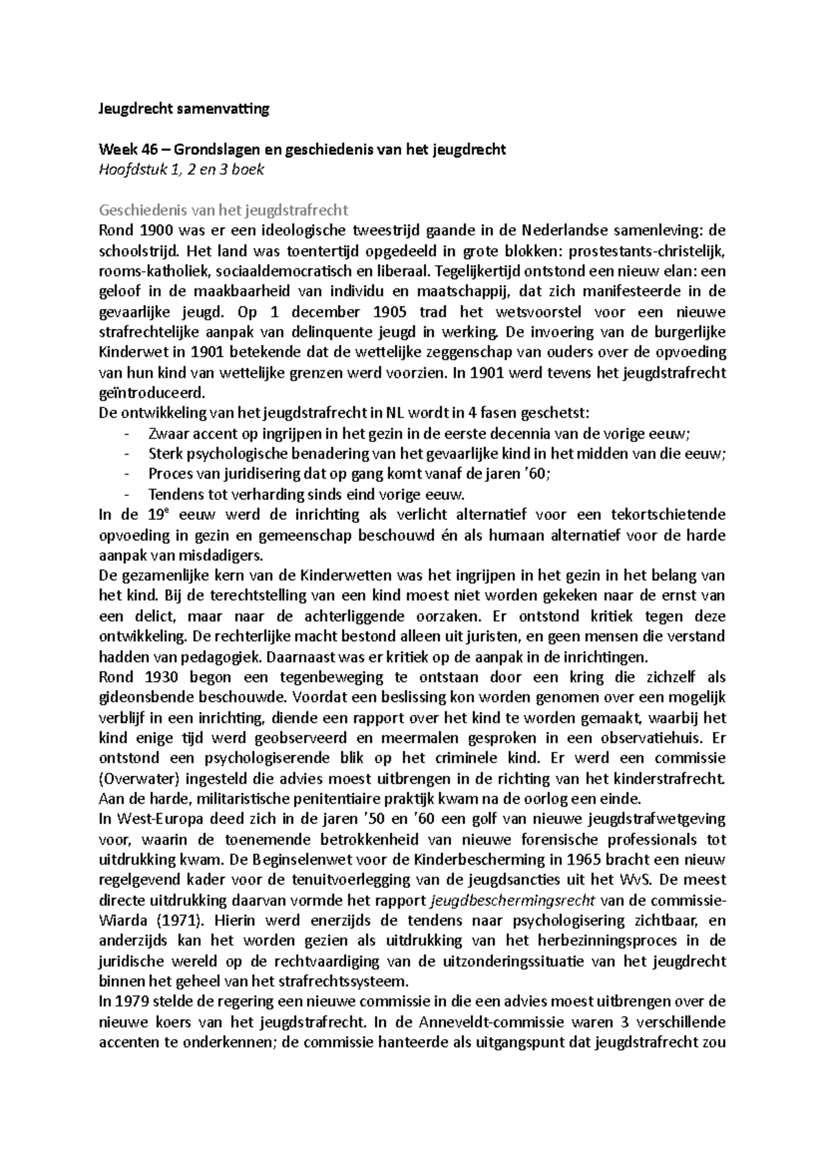 Jeugdrecht - samenvatting - Jeugdrecht samenvatting Week 46 Grondslagen ...