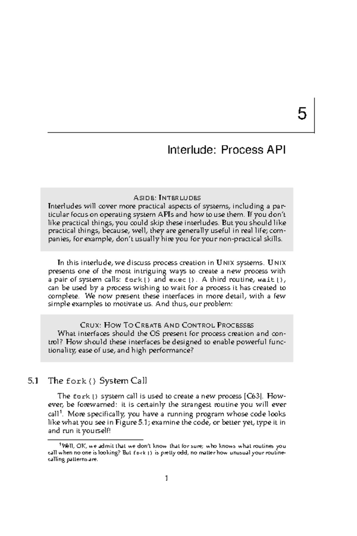 Chap5 - cpu-api - Lecture notes 5 - 5 Interlude: Process API ASIDE ...