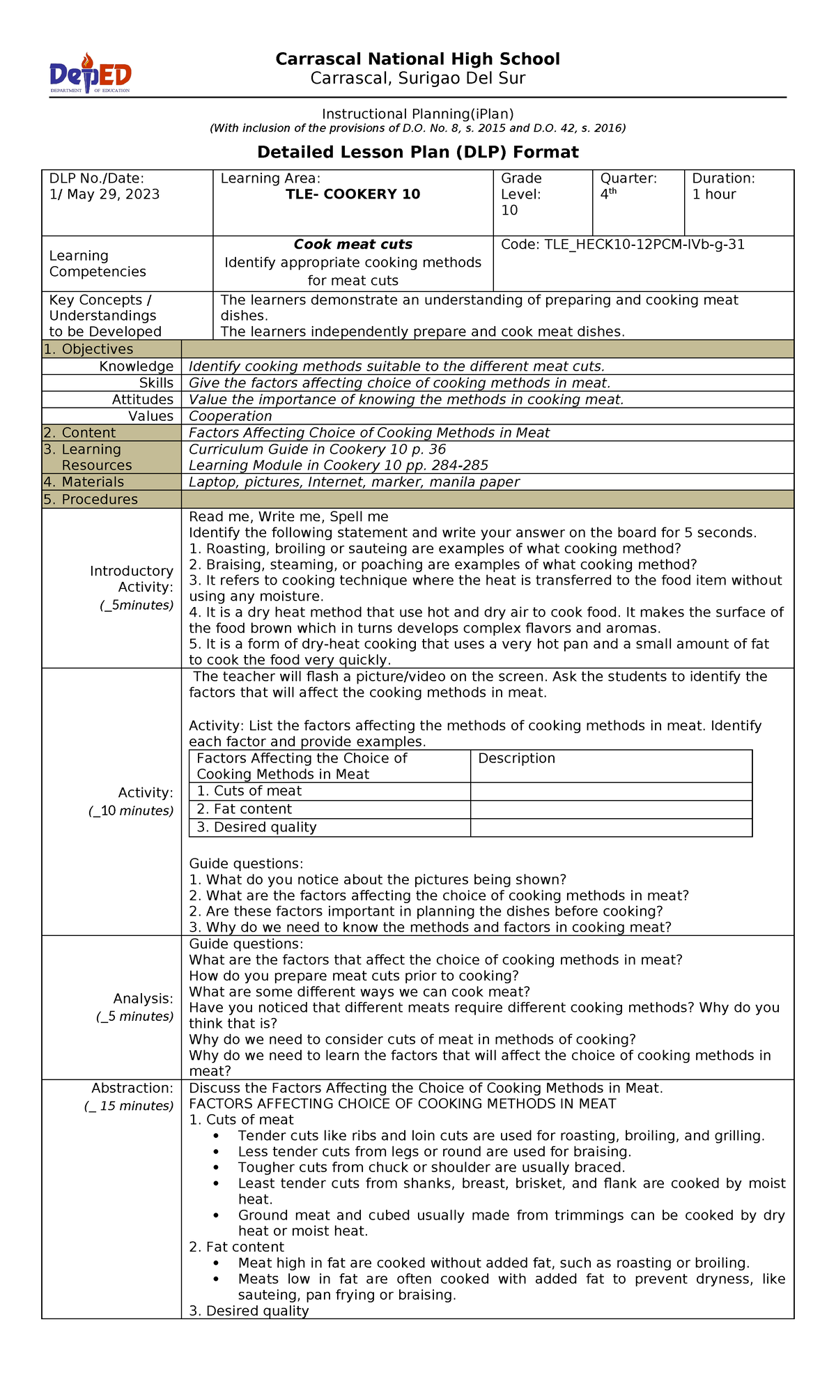 Lesson-plan-template - Carrascal National High School Carrascal ...