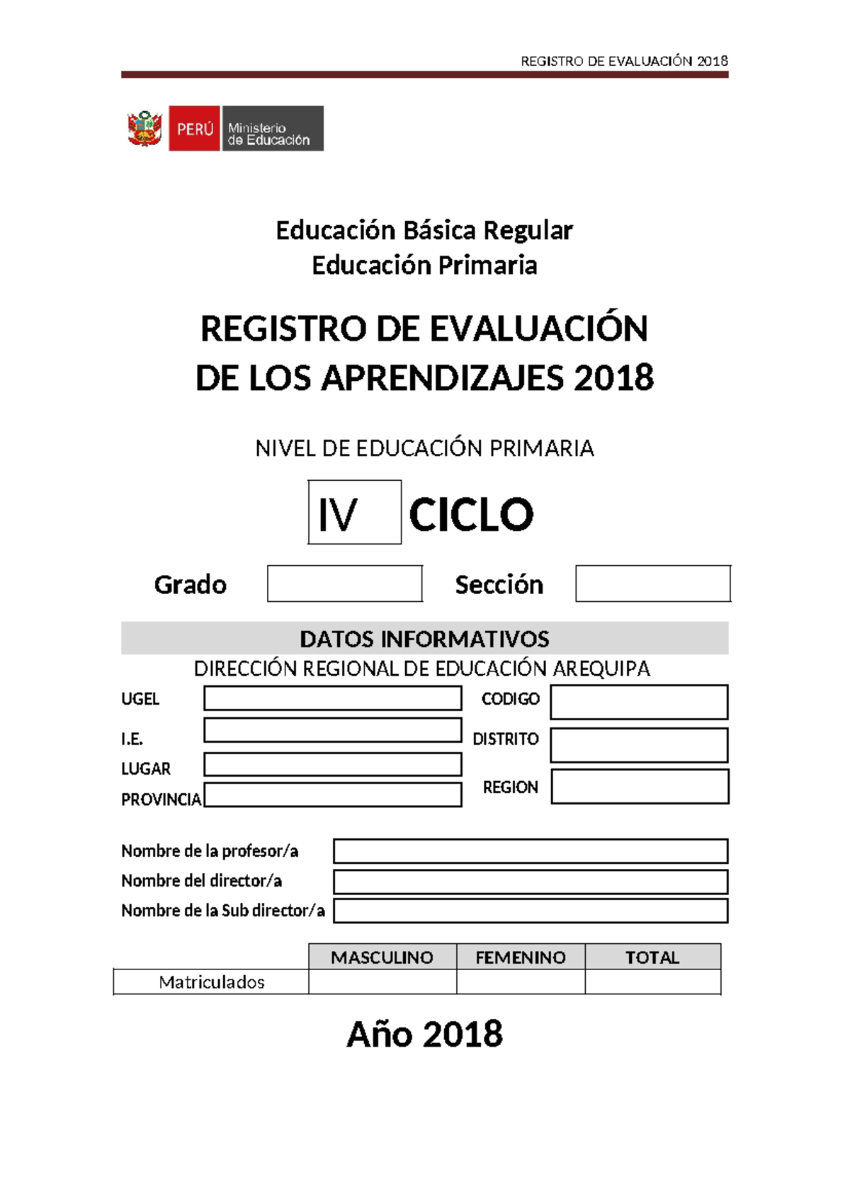 Registro IV Ciclo - dffffffff - Educación Básica Regular Educación ...