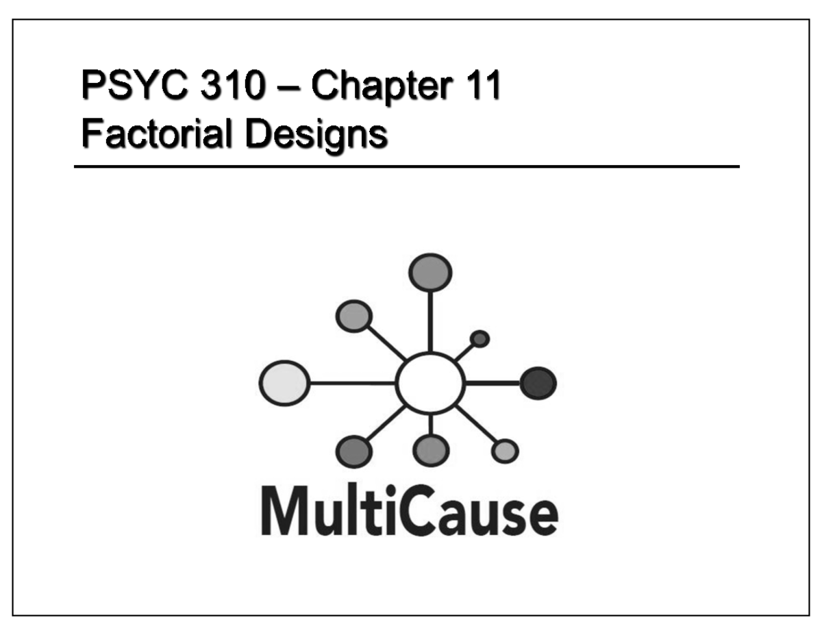 Chapter 11- Factorial Designs - PSYC 310 – Chapter 11 Factorial Designs ...