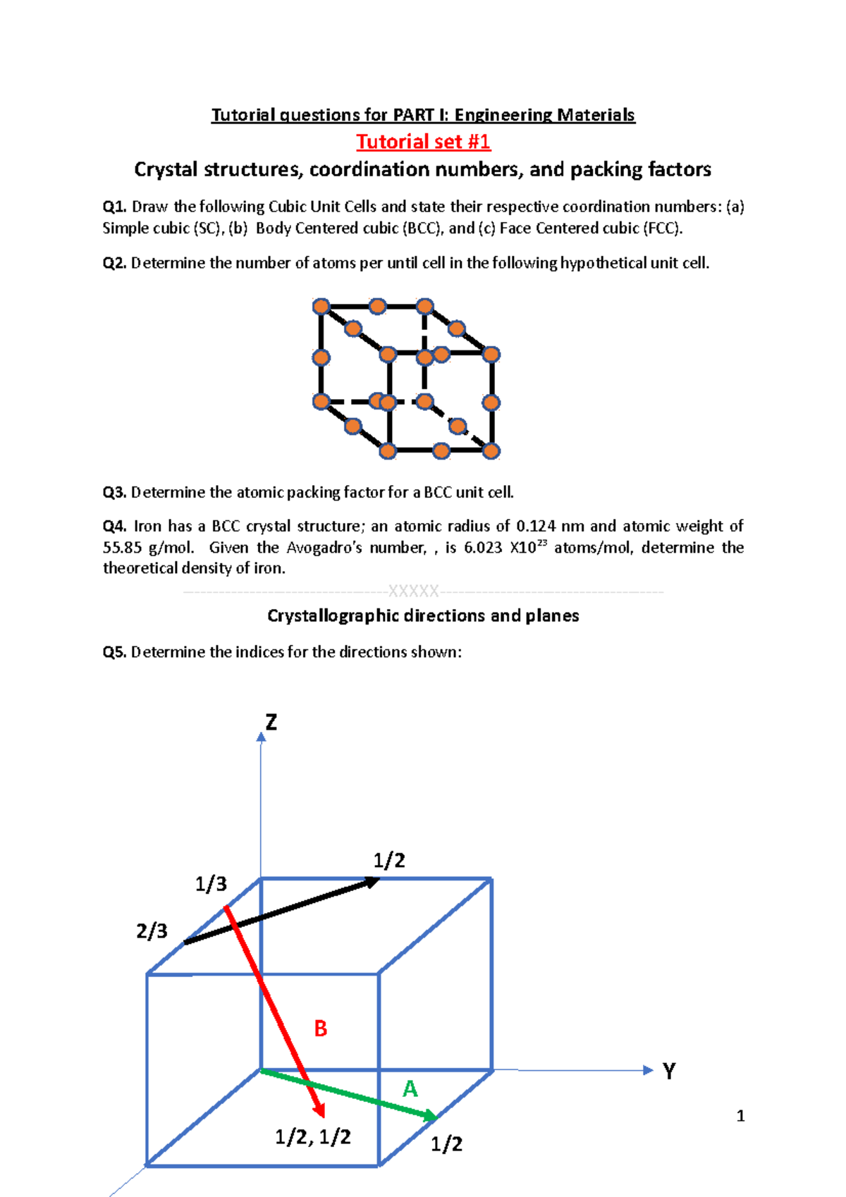 Tutorial Questions For Part 1 Tutorial Questions For Part I Engineering Materials Tutorial