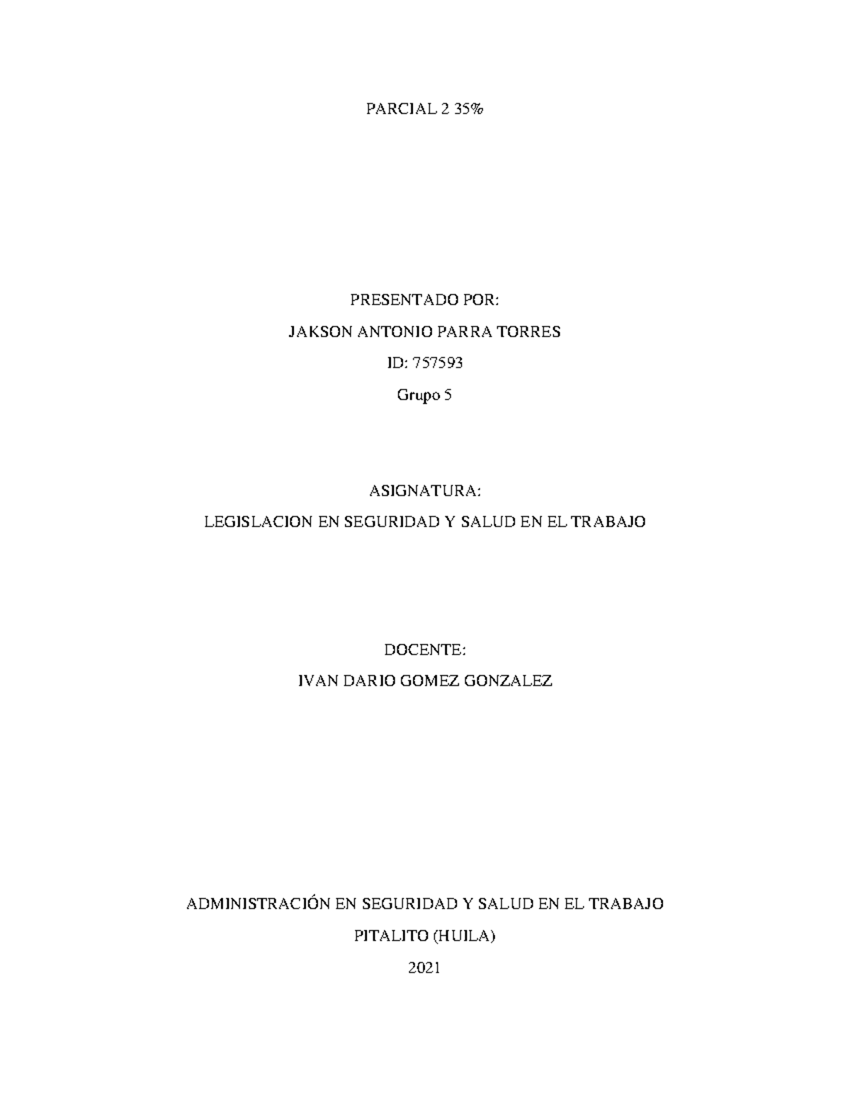 Parcial 2 Jakson Parra - fhbfb jnnfjnajcfnancknka - Studocu