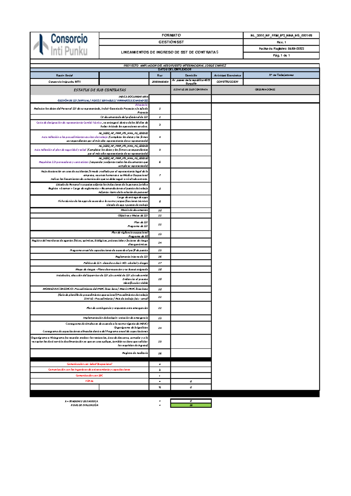 NL 3000 NF FRM IP3 NNA HS 000168 REV 1 Formato DE Lineamientos DE ...