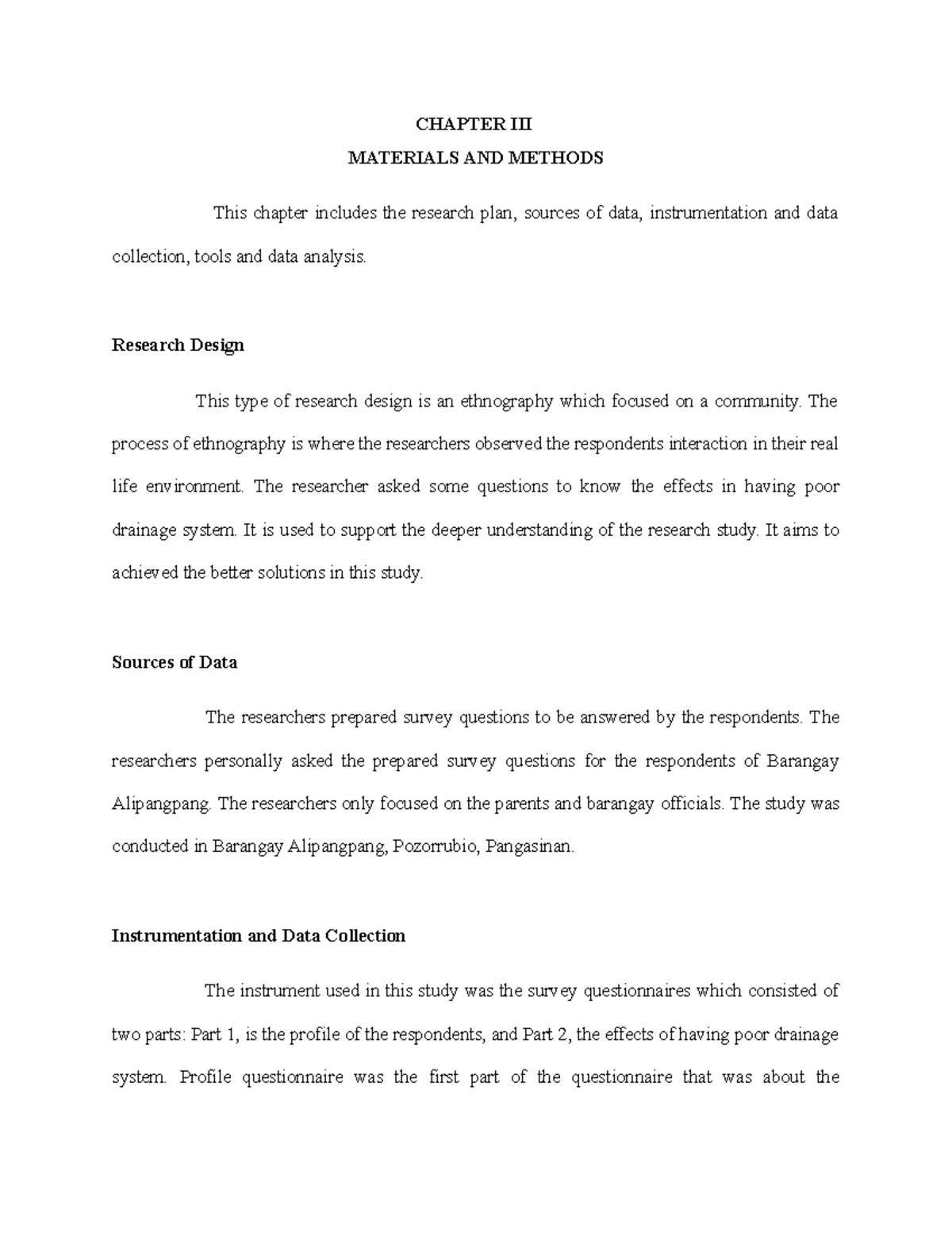 Chapter III sample - CHAPTER III MATERIALS AND METHODS This chapter ...