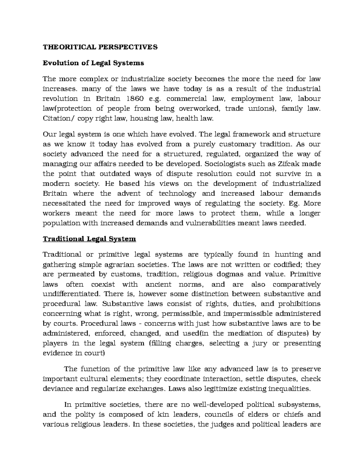 Theoretical Perspectives in Law & Society - Company law - UTech, Ja ...