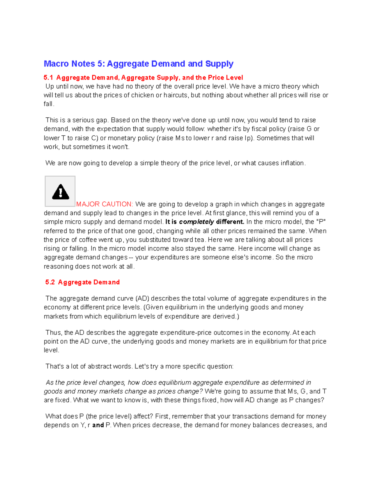 Notes over unit 3 - Macro Notes 5: Aggregate Demand and Supply 5 ...