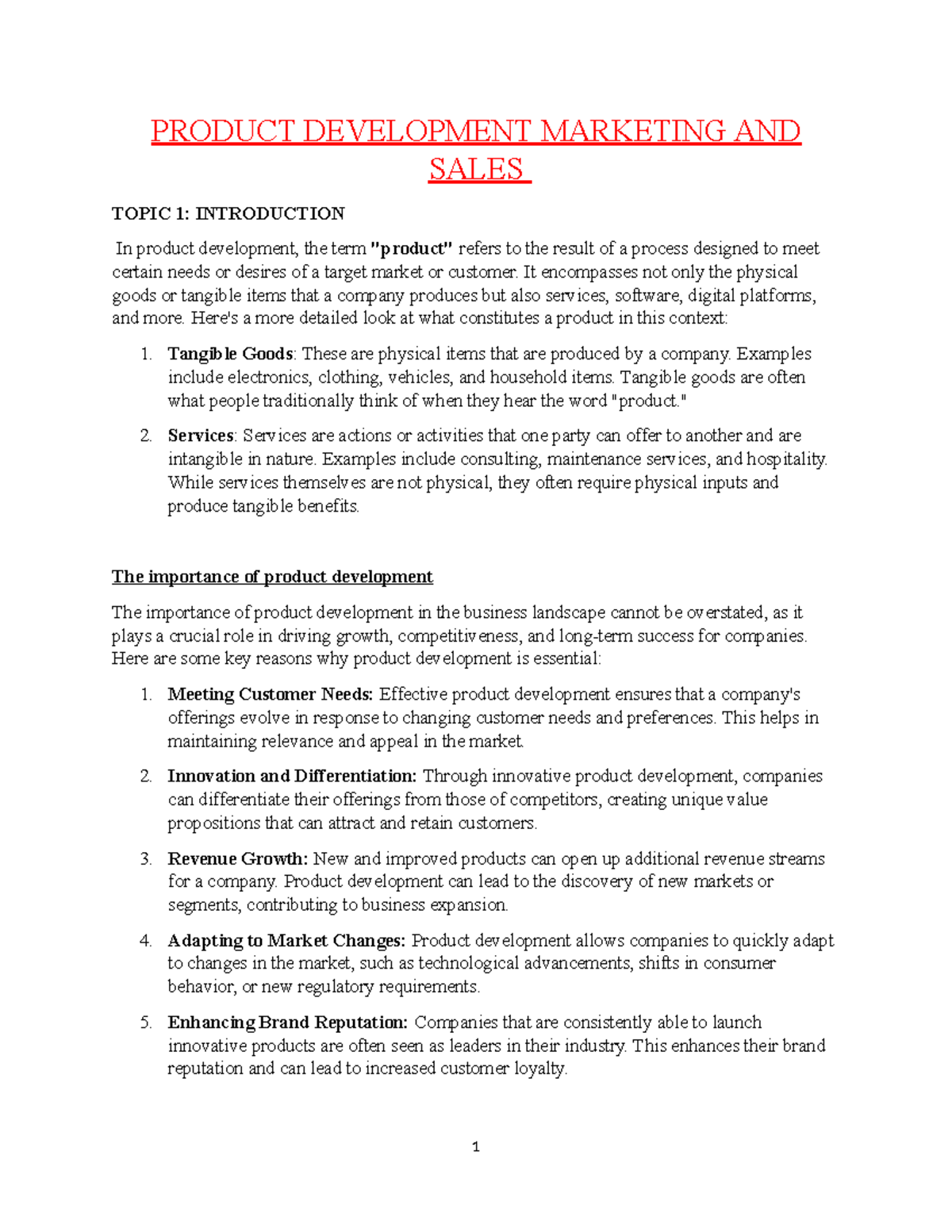 Product Development Marketing AND Sales - PRODUCT DEVELOPMENT MARKETING ...