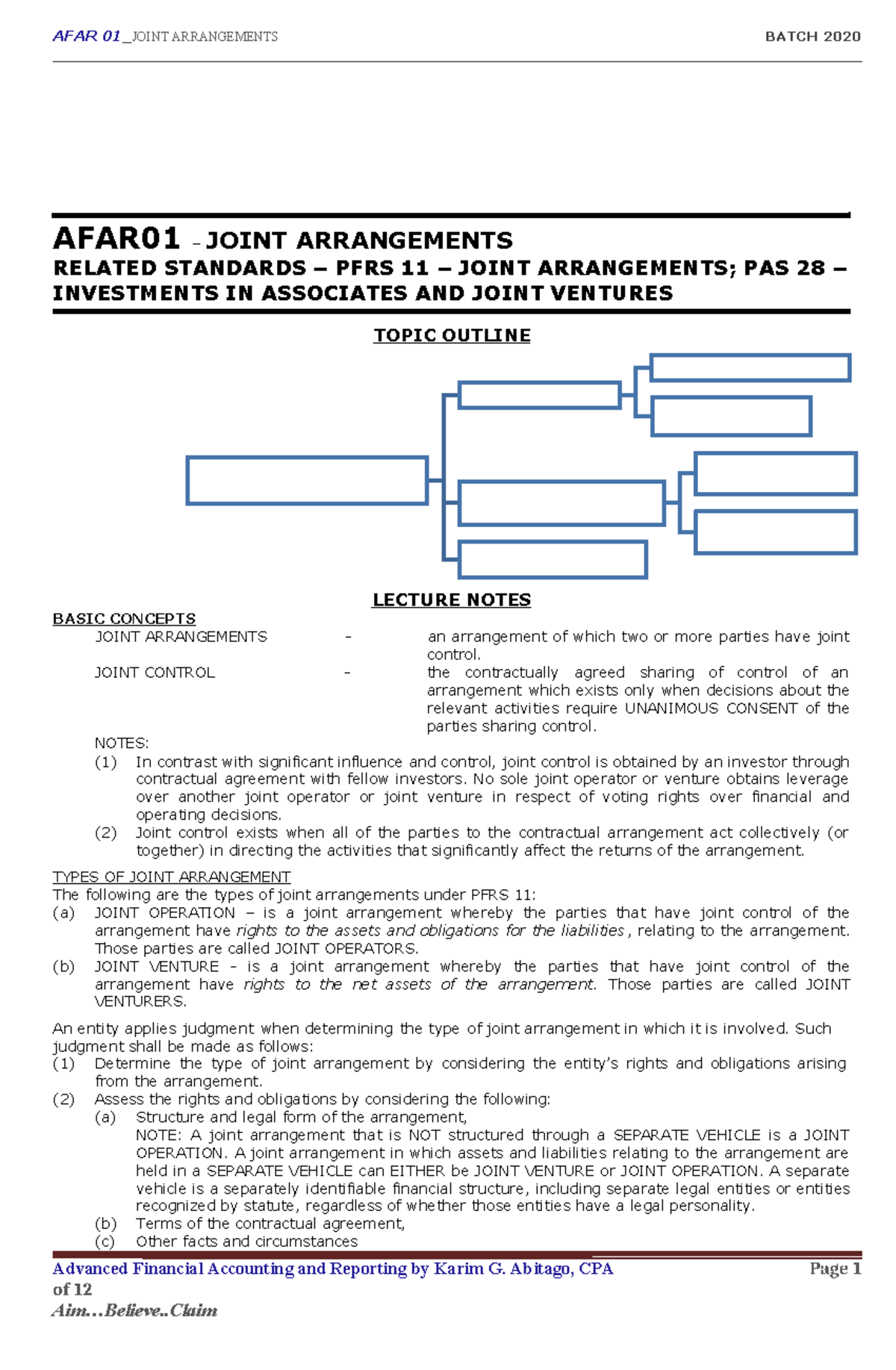 Afar01-joint-arrangements - Advanced Financial Accounting and Reporting ...