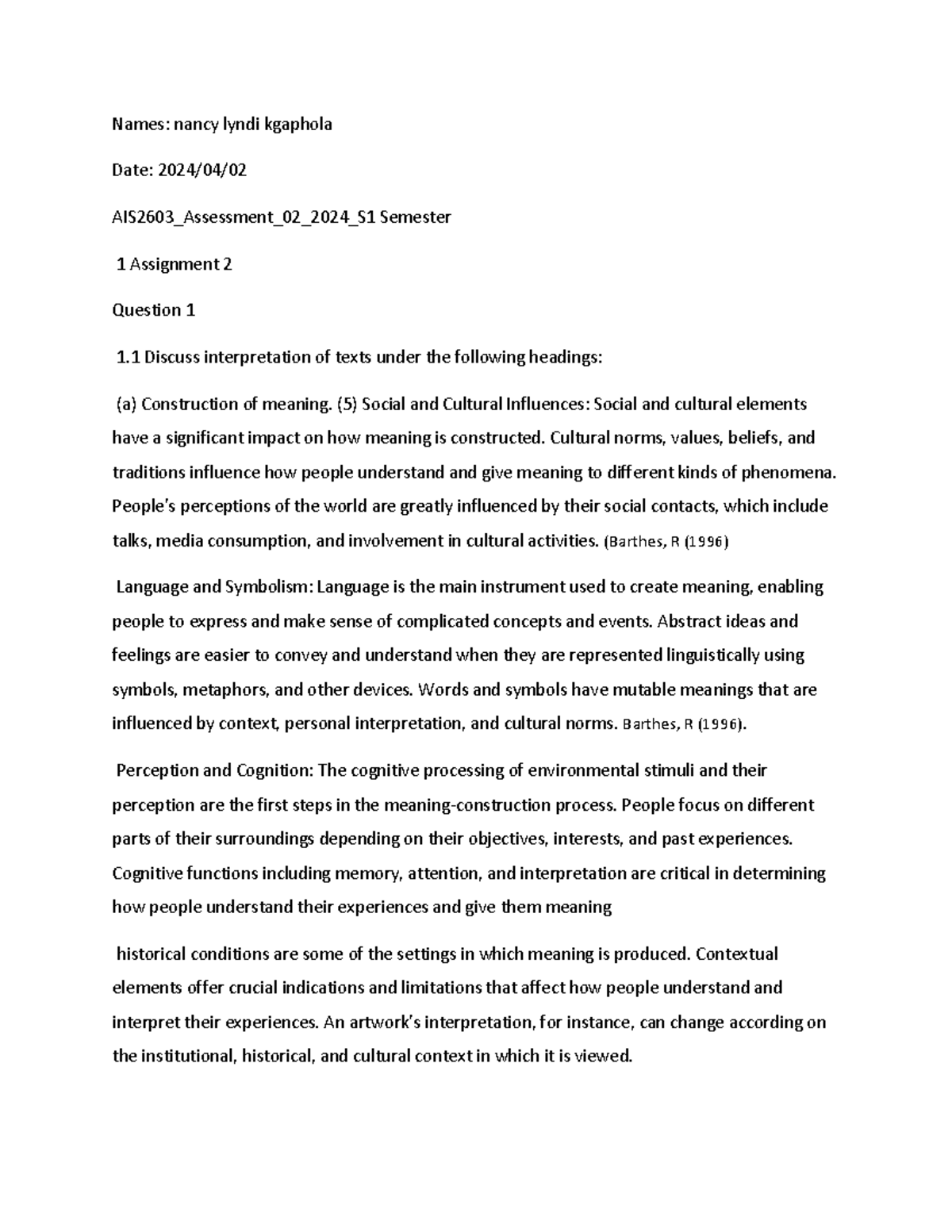 Ais2603 asses 02 - Names: nancy lyndi kgaphola Date: 2024/04/ AIS2603 ...