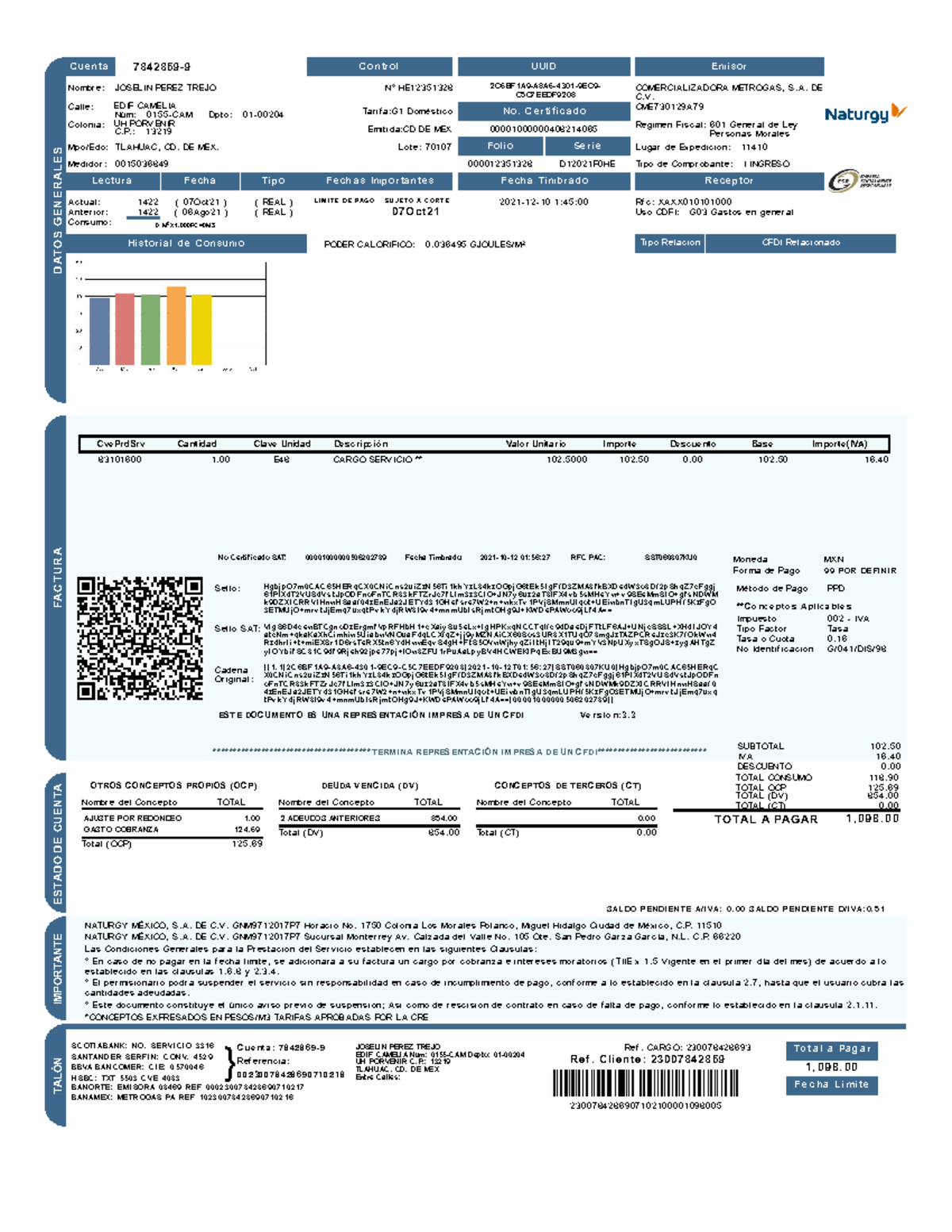 Factura - De todo - C u e n t a 7842869-9 C o n t r o l UUID Emi s o r ...