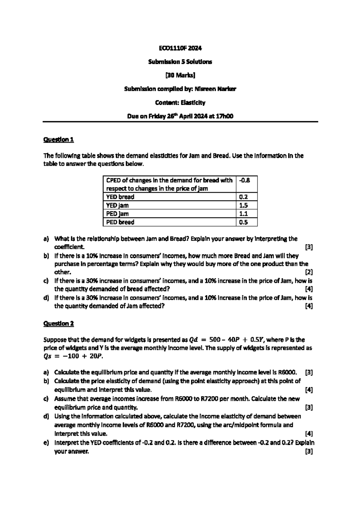 Mock tut 5 - ECO1010F - Studocu