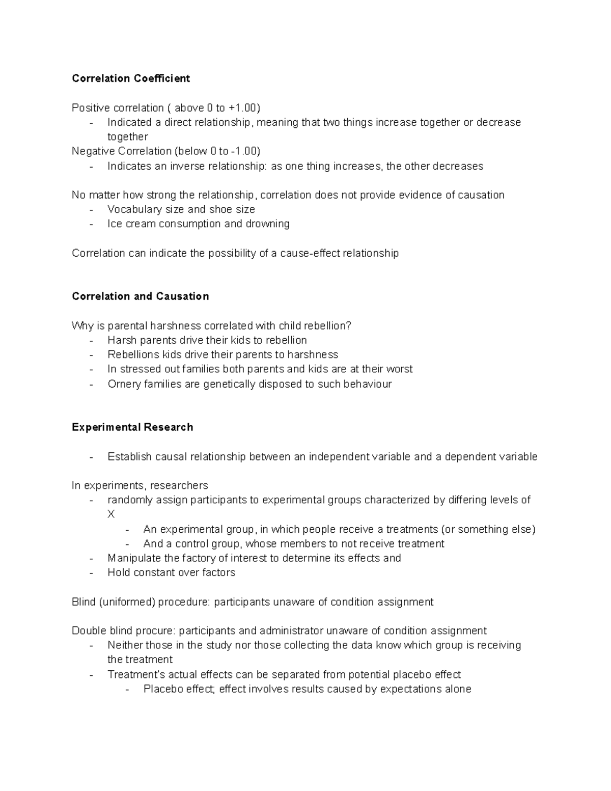 August 30th Psych Notes - Correlation Coefficient Positive correlation ...